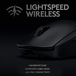 Logitech G PRO Wireless Gaming Mouse, Hero 16K Sensor, 16,000 DPI, RGB, Ultra Lightweight, 4 to 8 Programmable Buttons, Long Battery Life, On-Board Memory, Built for Esport, PC / Mac - Black