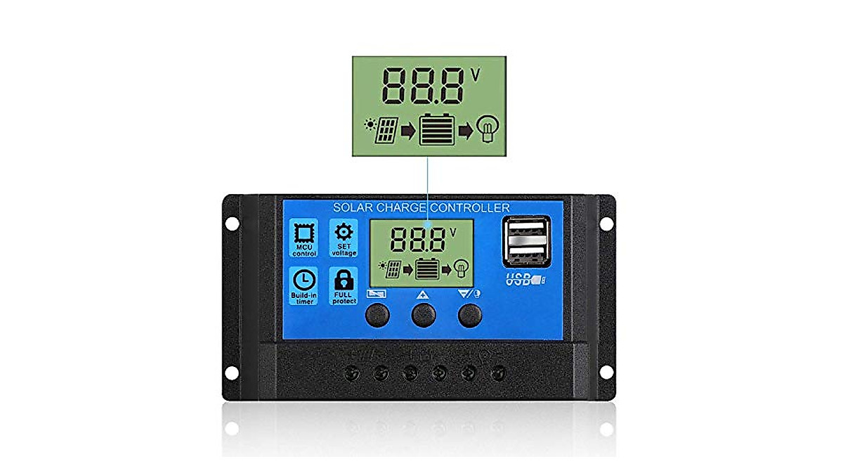30A Solar Charge Controller with Dual USB Ports