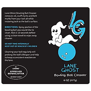 Lane Ghost Bowling Ball Cleaner Spray - USBC Approved - Oil, Scuff, and Belt Mark Cleaner - Restores Tack and Prolongs Lifespan of Ball