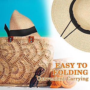 Beach Hats for Women, Sun Hats for Women Straw Hat, UPF 50+ UV Protection Summer Hat, Floppy Wide Brim Hats for Women Foldable