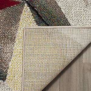 SAFAVIEH Porcello Collection Accent Rug - 4' x 6', Light Grey & Orange, Modern Abstract Design, Non-Shedding & Easy Care, Ideal for High Traffic Areas in Entryway, Living Room, Bedroom (PRL6940F)