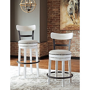 Signature Design by Ashley Valebeck 24" Modern Swivel Counter Height Barstool, Whitewash