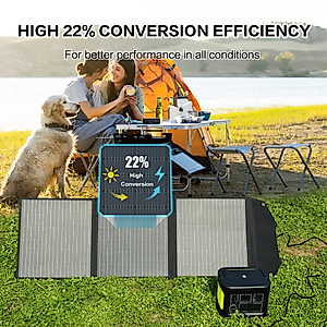 JJN 18V 100W Portable Solar Panel Foldable Solar Panels Bulit-in Charge Controller Mono. Solar Charger with PD 60W USB/Type-C/DC/QC 3.0 for Portable Power Station Outdoor Camping Van RV Trip