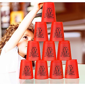 SEISSO Stack Cups, Stacking Cup Set Classic Speed Training Stack Game Toys for Boys Girls Kids Stacking Cups (12 Pack Red)