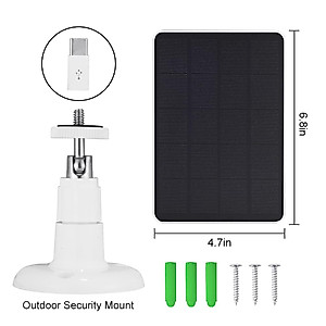Solar Panel Charger -Weather Resistant, 4W 5V Solar Panel Wall Mounting Low-Power Solar Charging Panel Waterproof for Doorbell Security Camera,Bird Feeder Camera etc. with 300cm Cable Bracket