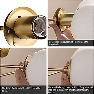 KCO Lighting 6-Light Globe Sputnik Chandelier Milk Glass Modern Gold Chandelier Light Fixture Mid Century Sputnik Chandeliers Pendant Lighting Brushed Brass Chandelier (Gold+White)