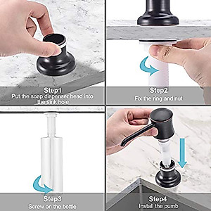 Dish Soap Dispenser for Kitchen Sink Lotion Dispenser 17 OZ Bottle Built in Design Refill from The Top (Oil Rubbed Bronze)