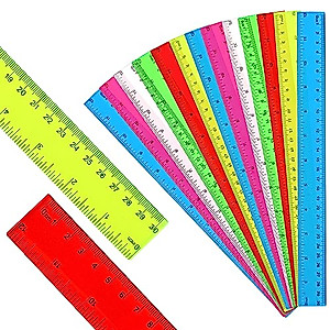 30PCS Clear Ruler Plastic Rulers 12 Inch, with Inches and Metric for School Classroom, Home, or Office (Multicolour)