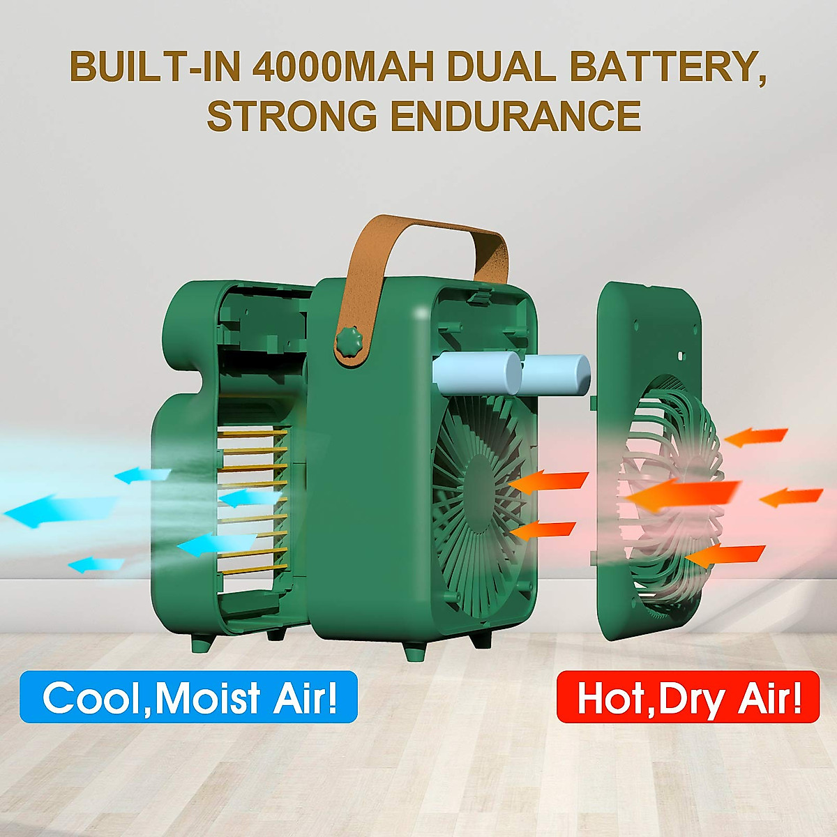 Portable Air Conditioner Fan, CEENFFO Personal Air Cooler 3-in-1 Mini Conditioner 3 Wind Speed, 3 Colors Desktop Air Conditioner with Handle for Home/Office/ Room/Outdoor