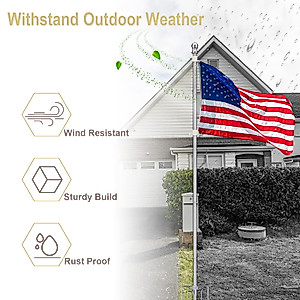 Ground Flag Poles for Outside House - 1" Tangle Free Flag Pole for House with 5 Prong - 9ft Yard Flag Stand for Outdoor,Wind Resistant & Rustproof - Silver