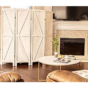Premium Home Room Divider: Room dividers and Folding Privacy Screens, Privacy Screen, Partition Wall dividers for Rooms, Room Separator, Temporary Wall, Folding Screen, Rustic Barnwood (White)