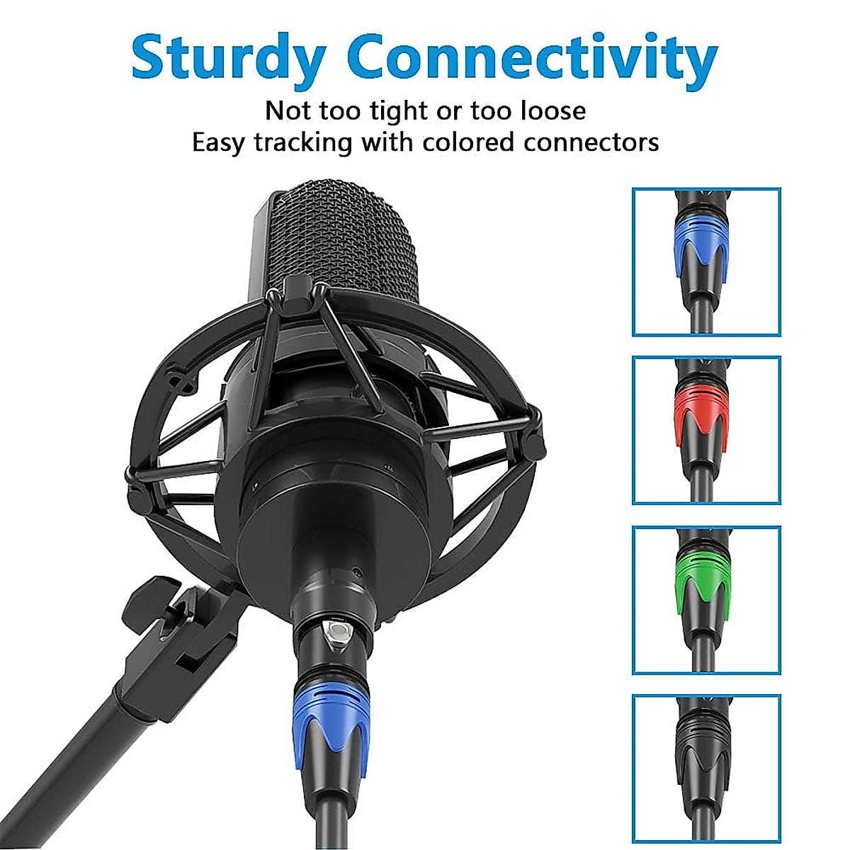 AQOOL XLR Cable 25ft 4 Pack, XLR Male to Female 3-Pin Microphone Cables, Premium Balanced Mic Cables XLR Speaker Cable 25 Feet