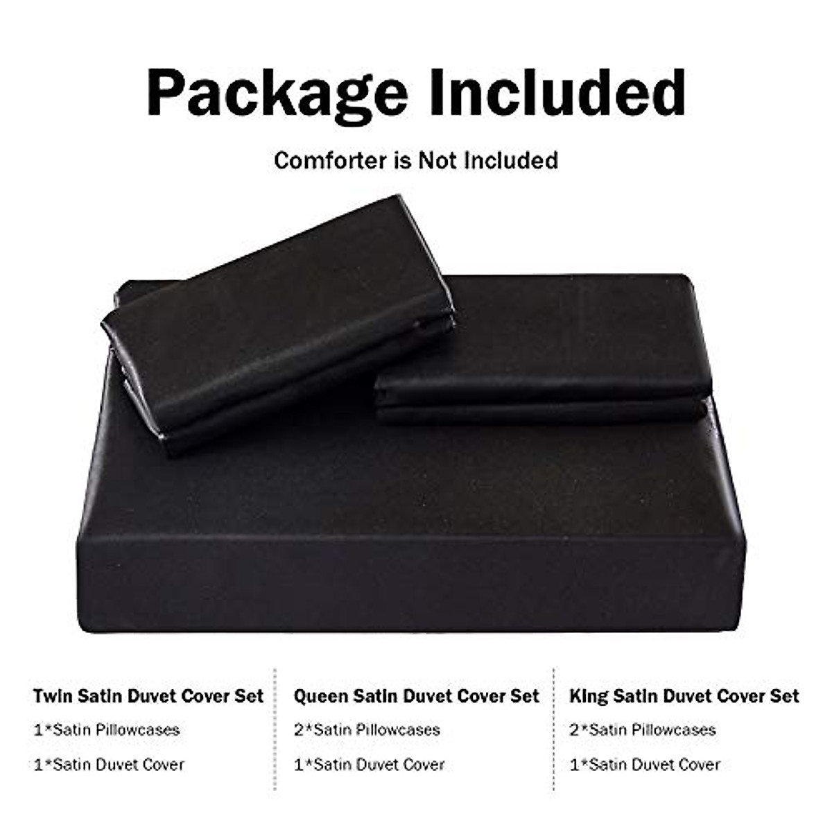 HOdo Home Satin Duvet Cover Twin Size, 3 Piece Silk Like Comforter Cover, Ultra Soft and Breathable Bedding Set with Zipper Closure & Corner Ties