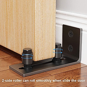 ZEKOO Barn Door Floor Guide,Flush Design Bottom Flat Floor Guide,Adjustable Wall Mount Stay Roller Black Barn Door Stopper for Pocket Closet Barn Doors