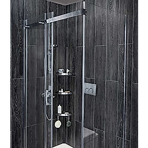 Architeckt Vale Designs Bathroom Corner Shower Caddy Unit 3 Shelves Tall Storage Organiser Black Wall Mounted Modern Plastic Adjustable