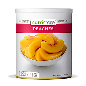Nutristore Freeze Dried Peaches | 100% Natural, Healthy Fruit Snacks | Bulk #10 Can | Premium Quality & Crispy Fresh Taste | Emergency Survival Food Supply | 24 Servings | 25 Year Shelf Life
