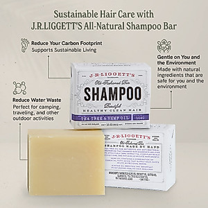 J·R·LIGGETT'S All-Natural Shampoo Bars - Tea Tree & Hemp Oil Formula, Strong and Healthy Hair, Nourish Follicles with Antioxidants & Vitamins, Detergent and Sulfate-Free, Set of Three, 3.5 Ounce Bars