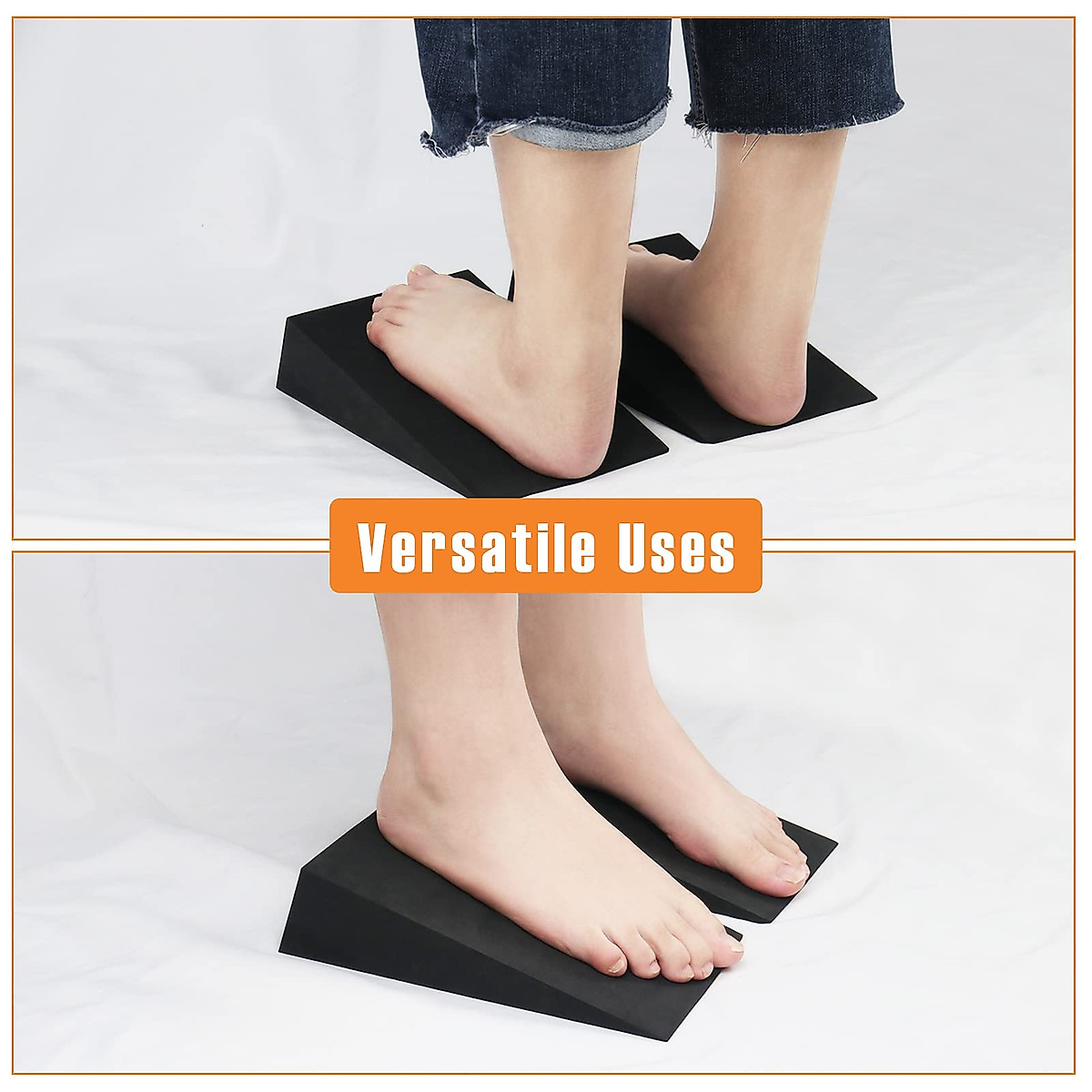 Annisport Yoga Foam Wedges, 2 Pack Slant Board Calf Stretching Squat Wedge Block Physical Therapy Wedges Heel Wedge for Squats－9x6x2 inches, Black