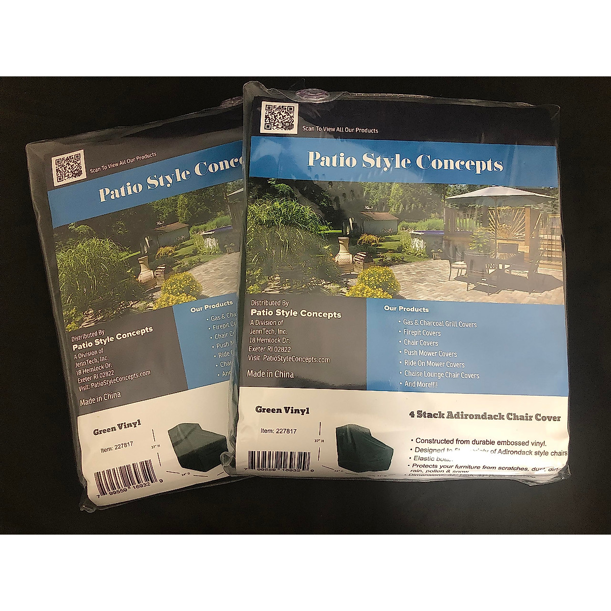 2 Pack: Adirondack Chair Cover from Patio Style Concepts Embossed Vinyl Protect Patio Furniture Green