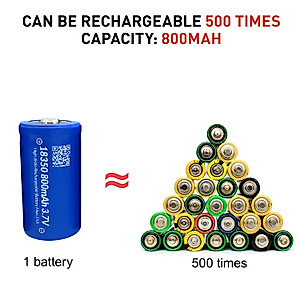 Imren IMR 18350 3.7V Button Top Rechargeable Batteries,18350 15A Discharge Rechargeable Li-ion Battery 800mAh for Flashlight - 4PCS