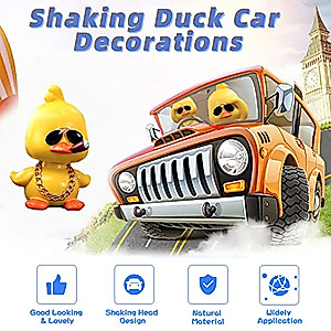 wonuu Shaking Head Duck Car Dashboard Decorations Cute Yellow Ducks Doll for Car Interior Ornament Accessories, Cool Duck