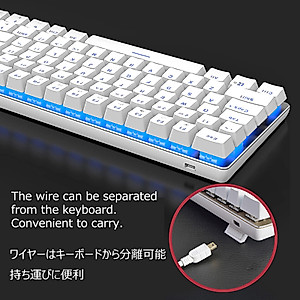 Lomiluskr AK33 Wired Mechanical Keyboard, 82-Keys Compact Mechanical Gaming Keyboard with Anti-ghosting Keys, Small and Portable (Blue Switch/Blue Backlight, White)