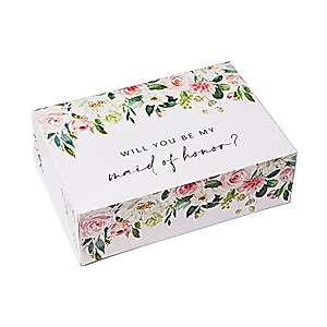 All Ewired Up Bridesmaid Proposal Box Set of 6, 1 Maid of Honor Proposal Box and 5 Will You be My Bridesmaid Boxes for Bridesmaid Gifts, Blush Floral