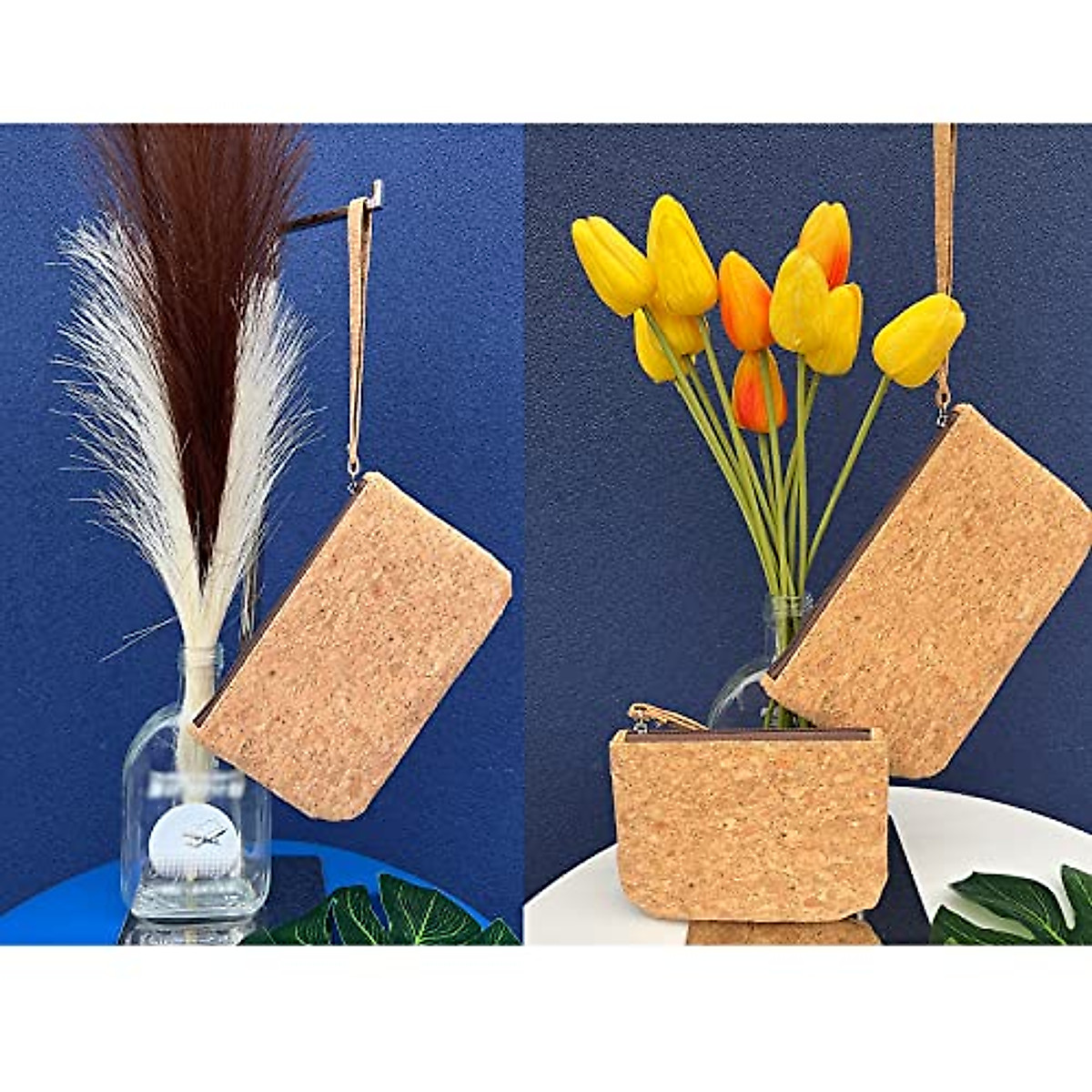 boshiho Natural Cork Clutch Wristlet Wallet Cell Phone Card Holder Coin Purse Bag (2 Size)