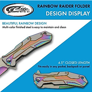 SZCO Supplies 8" Rainbow Tech Assisted Open Folding EDC Utility Pocket Knife With Clip