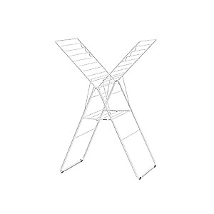 Brabantia HangOn Laundry Drying Rack (20m / Fresh White) Compact, Foldaway, Adjustable Indoor Stainless Steel Clothes Horse