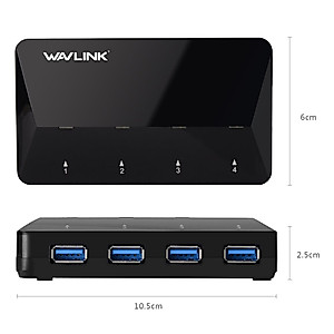 USB Powered Charging Hub,Wavlink USB Hub with 4 USB 3.0 Data Ports and 1 USB Smart Charging Port up to 2.4A,12V/2A Power Adapter, USB Splitter Support for Laptop,PC,Mac,Windows