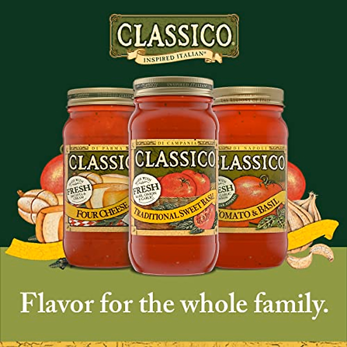 Classico Traditional Sweet Basil Tomato Spaghetti Pasta Sauce (24 Oz Jar)