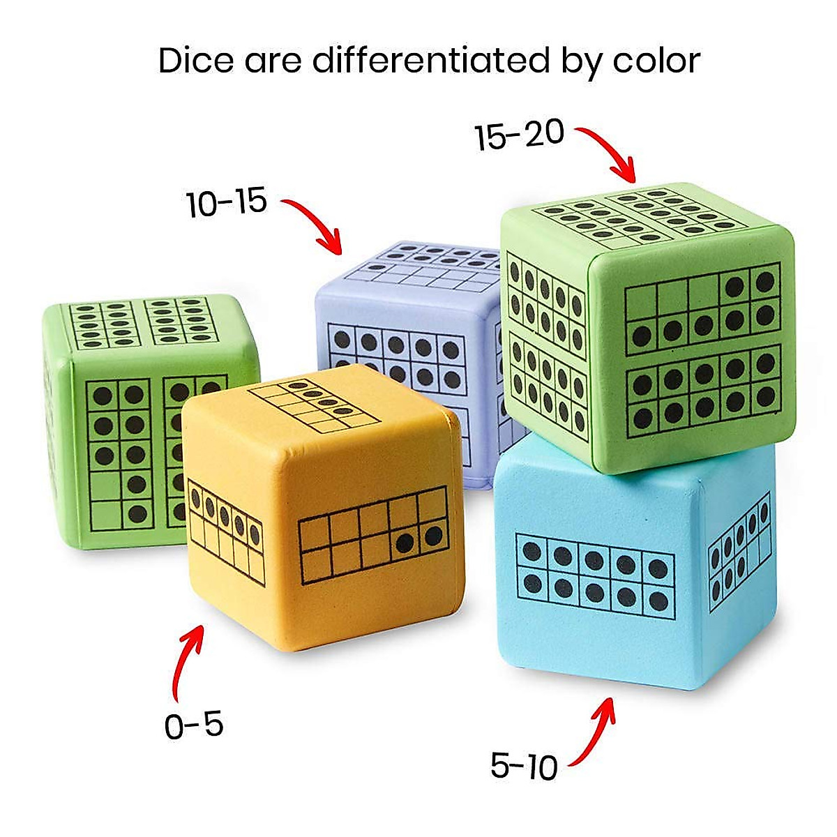 hand2mind Ten Frame Dice, Large Foam Dice for Classroom, Subitizing Dice, Math Manipulatives for Elementary School, Counting Toys for Toddlers, Educational Toys for Preschool Children (Set of 12)
