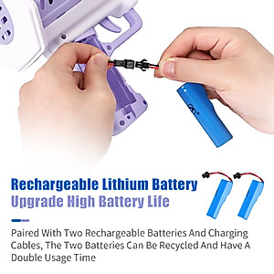 Bubble Gun Rocket 69 Holes Soap Blaster Machine, Bazooka Bubble Launcher Blower Toys for Kids Outdoor Indoor, Bubble Maker for Party Birthday Wedding(Purple)