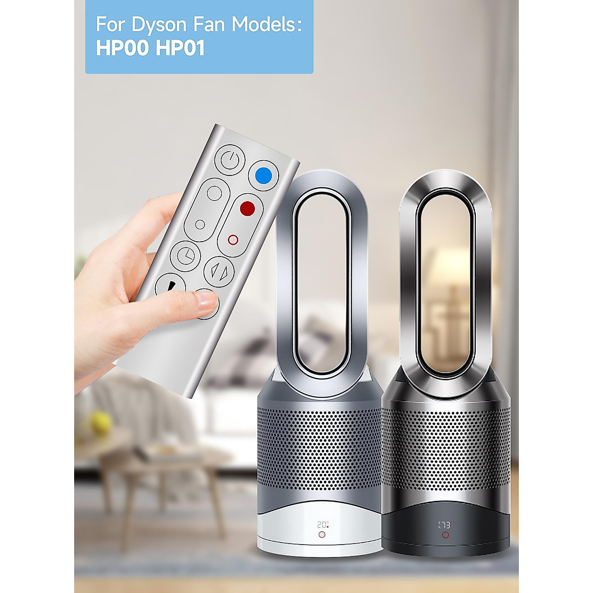 New Replacement Remote Control for Dyson Pure Hot+Cool Fan Purifying Heater HP00 HP01, Part NO.967197-13 (Sliver)