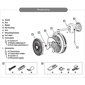 Vento VIVI-DC 10 In. Wall Mount Swivel fan with Folding Arm (Walnut)