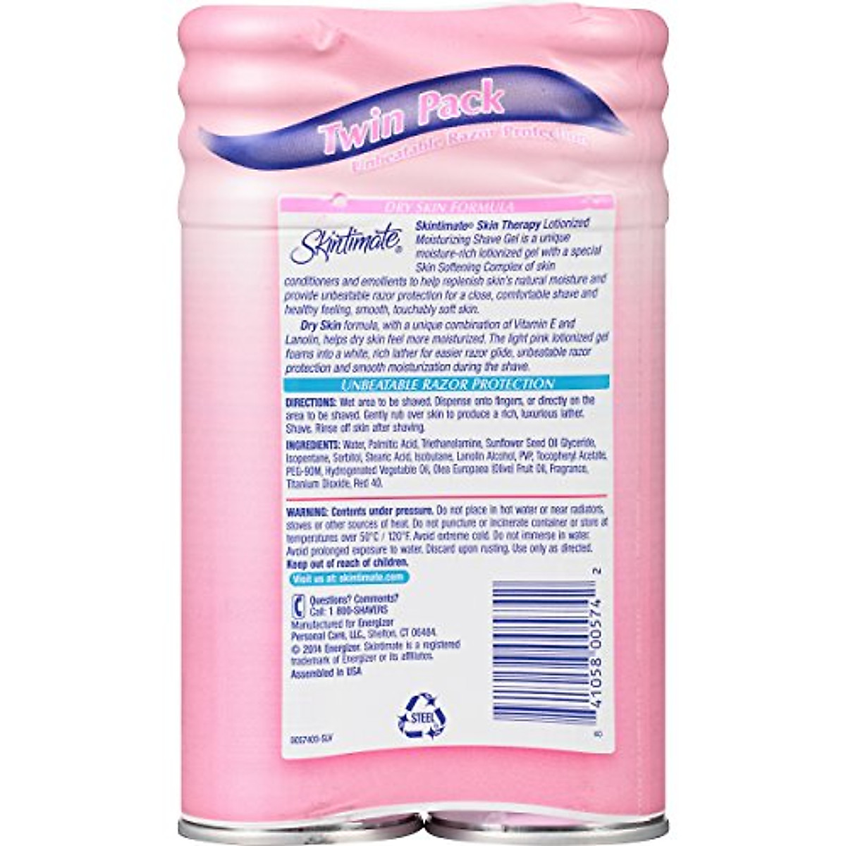 Skintimate DrySkin Shave Gel for Women, 7 oz, 2pk.