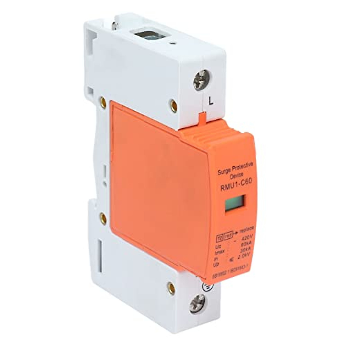4Pcs 1P Surge Protective Device, Orange DIN Rail Mounting SPD House Arrester Protector Device for AC 420V RMU1‑C20/40/60(Imax：60kA)
