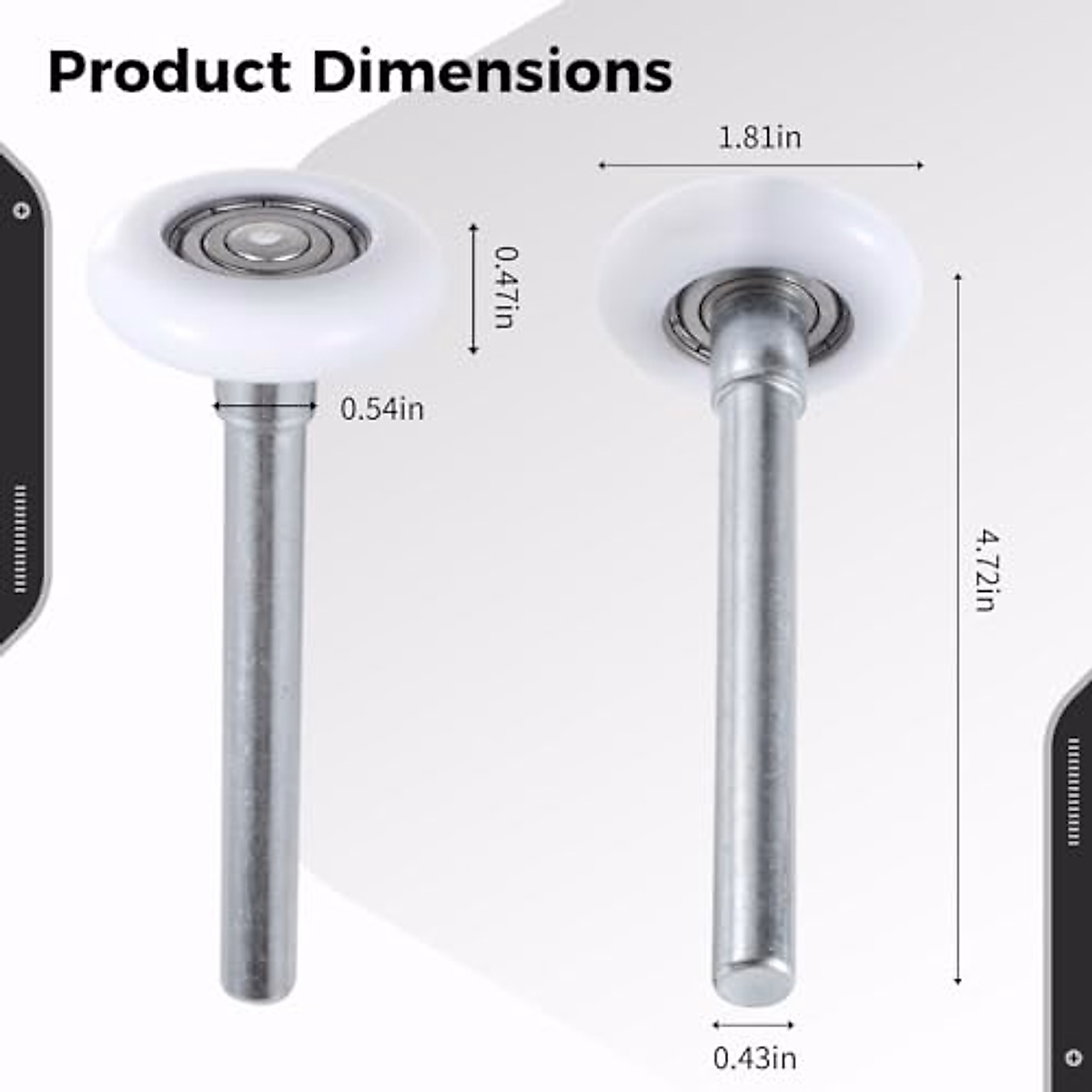 Homaisson 10 PCS 1.8'' Garage Door Rollers with 4.7-inch Stem, Quiet Garage Door Replaceable Wheel, Nylon Garage Roller Replacement, Door Roller for Garages, Barns, Warehouses