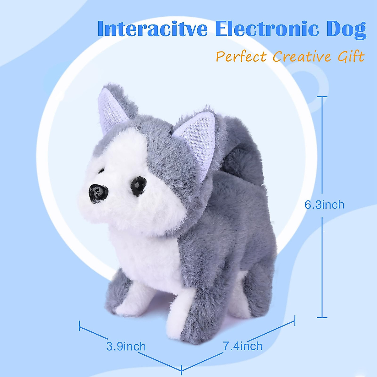 WorWoder Plush Husky Dog Toy Puppy Electronic Interactive Pet Dog - Walking, Barking, Tail Wagging, Stretching Companion Animal for Kids (Husky Dog)