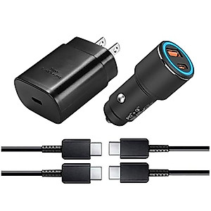 Samsung 25W Super Fast Charger Kit,PD USB C Charger Fast Charging Block/Car Adapter with 2X C to C Cord(5ft) for Samsung Galaxy S23/S22/S21/S20/Plus/Ultra/Note 20/Z Fold 3