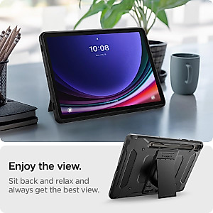 Spigen Tough Armor Pro Designed for Samsung Galaxy Tab S9 Case 11 Inch 2023 (SM-X71) Premium Shockproof Protective Hard Shell Case with Kickstand and S Pen Holder - Black