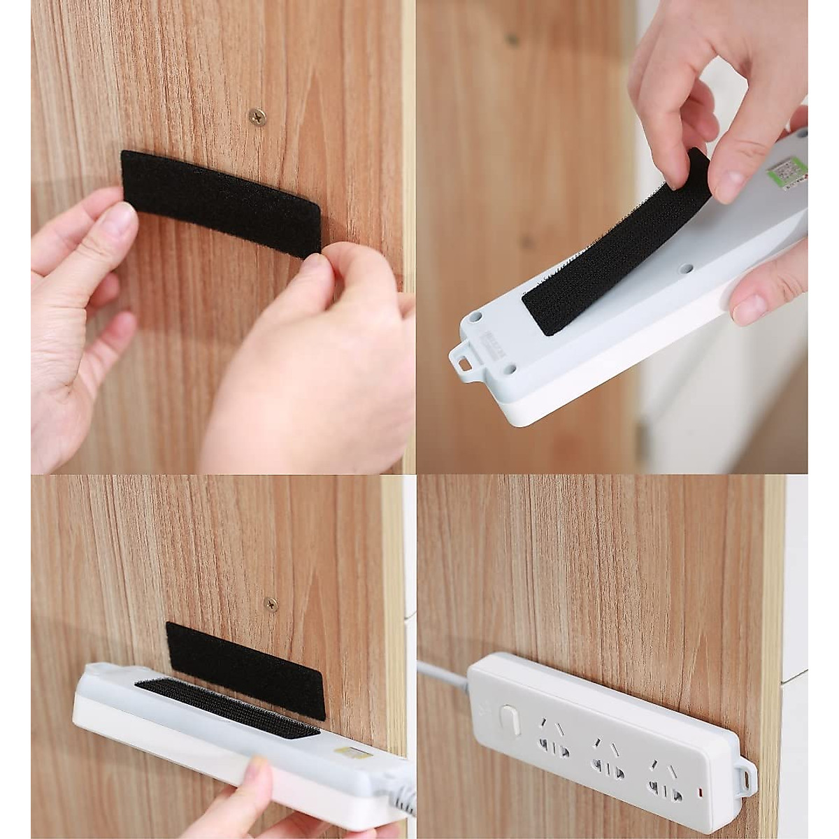 JUMINIZ 20 Sets 1x4 Inch Hook and Loop Fastener Strips with Adhesive Heavy Duty Double Sided Sticky Picture Hanging Wall Mounting Tape for Home and Office Use, Black