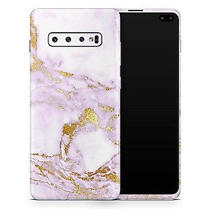 DesignSkinz Purple Marble & Digital Gold Foil V8 Protective Vinyl Decal Wrap Skin Cover Compatible with The Samsung Galaxy S20 (Screen Trim & Back Glass Skin)