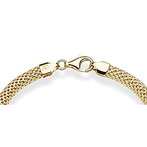 Miabella 18K Gold Over Sterling Silver Italian 5mm Mesh Link Chain Bracelet for Women, 925 Made in Italy (Length 7 Inches (Small))