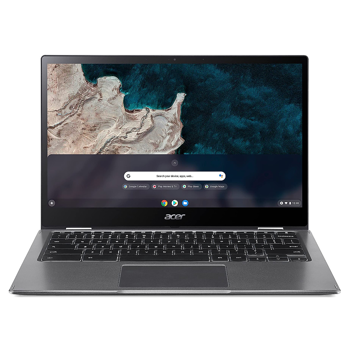 acer Chromebook Spin 2-in-1 13.3"" FHD IPS Touch Laptop | Qualcomm Snapdragon 7c | Qualcomm Adreno 618 GPU | 4GB RAM | 64GB SSD | Backlit Keyboard | Chrome OS | Bundle with Stylus Pen, Grey