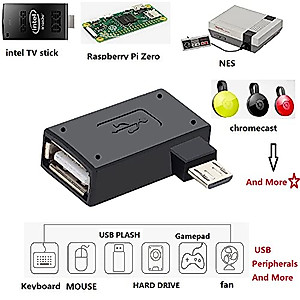 Oassuose 2-in-1 Powered Micro USB OTG Adapter for Fire Stick/Host Devices, Android Smart Phone or Tablet - 2 Pack