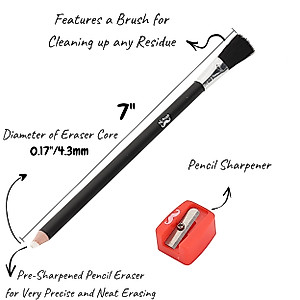 Mr. Pen- Eraser Pencil with Brush, 3 pcs, 2 Eraser Pencils with Brush and 1 Sharpener, Pencil Brush Eraser, Pencil Eraser with Brush, Eraser Pencils for Artists, Eraser Pencils for Drawing