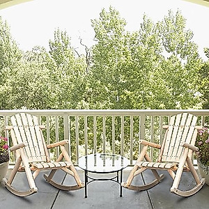 vinmax Outdoor Fir Wood Rocking Chair - Log Color | Courtyard Patio Furniture with Classic Design | Wooden Outdoor Rocker for Garden and Porch