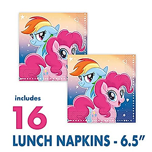 My Little Pony Party Supplies, My Little Pony Birthday Party Supplies and Decorations for 16 Guests with Banner, Tablecover, Plates, Cups, Napkins and Button